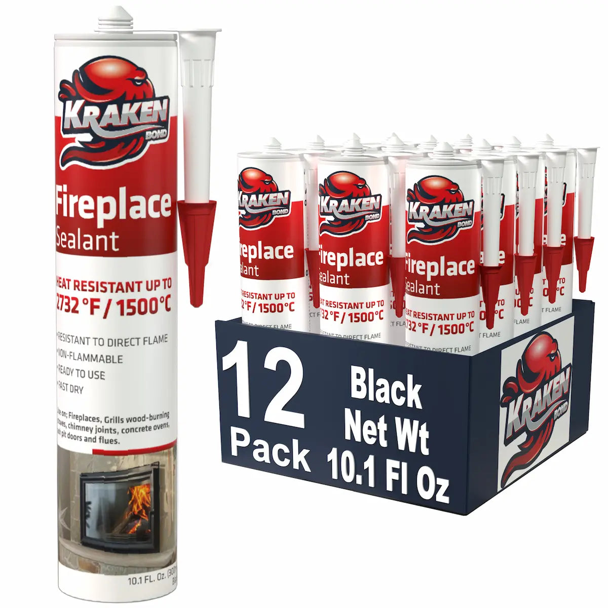 Kraken Bond Fireplace Sealant - High Temp, Easy Application, Durable